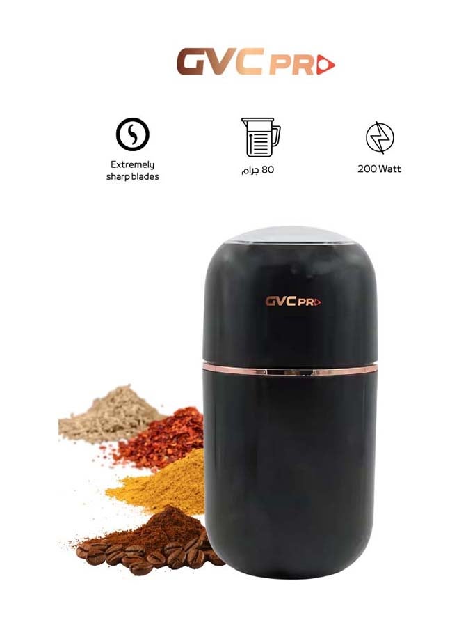 gvc pro Electric Mixer Grinder 200W, 80g Capacity, Ultra-Sharp Blades ...