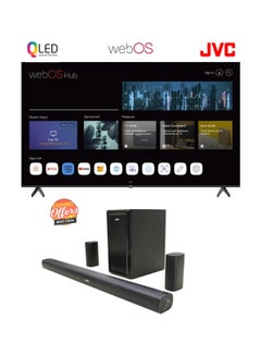 JVC 85 Inch Edgeless QLED 4K UHD WebOs Smart TV + JVC 5.1ch Soundbar With Wireless Subwoofer ...