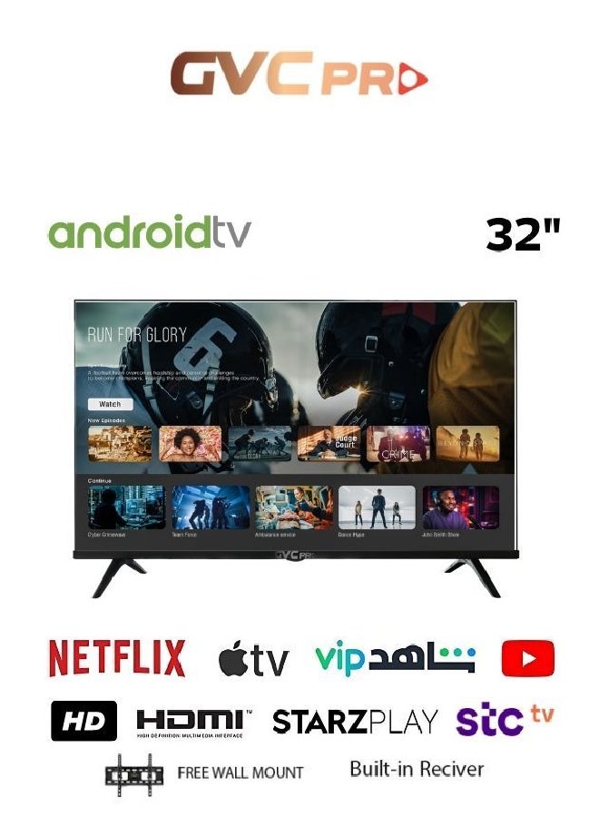 gvc pro 32 Inch LED HD Smart Tv + Wall Mount, HDMI, Wi-Fi, Android OS, 3d Digital Noise ...