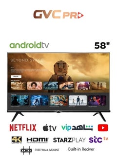 gvc pro 58 Inch Smart TV, 4k, Android 13 OS, HDMI digital Connection, Wall Mounted design, Quad ...