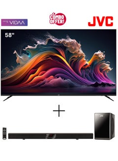JVC 58 Inch Edgeless 4K UHD Smart TV+ 2.1ch Soundbar With Subwoofer LT ...
