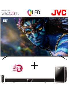 JVC 55 Inch Edgeless QLED Webos Smart TV + 2.1 Ch Soundbar With Subwoofer LT-55NQ7145+TH-BY370A ...