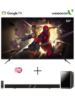 VIDEOCON 50 Inch Edgeless 4k UHD Google TV + 2.1 CH Soundbar With ...