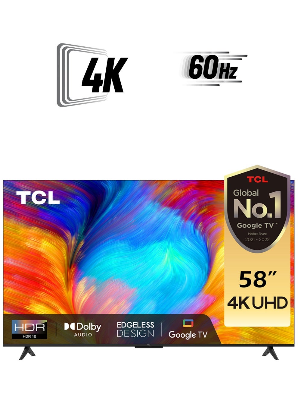 TCL 58 Inch 4K UHD Smart Google TV, HDR 10, Dolby Audio, Dynamic Color ...