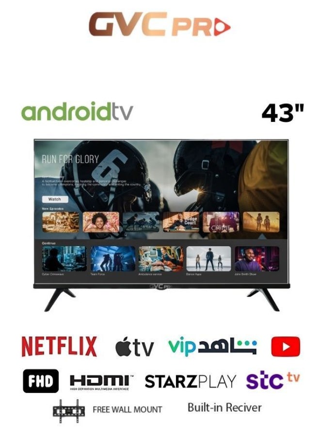 gvc pro 43 Inch Android Smart TV with Free wall Mount and Smart Remote ...