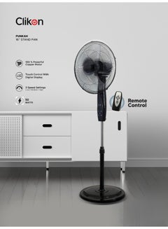 Clikon 16” Pedestal Stand Fan with Remote Control and Swing function, 3 ...