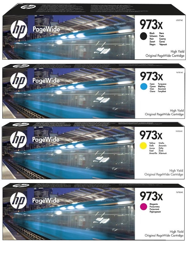 HP 973X 4-Color High Yield Original For PageWide 452dn 452dw 477dn 552 ...