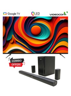 VIDEOCON 100 Inch Edgeless QLED 4K UHD Google TV Smart TV + 5.1CH ...