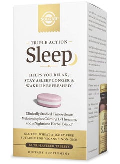 Solgar Triple Action Sleep, 60 Tri-Layer Tablets - Time-Release ...