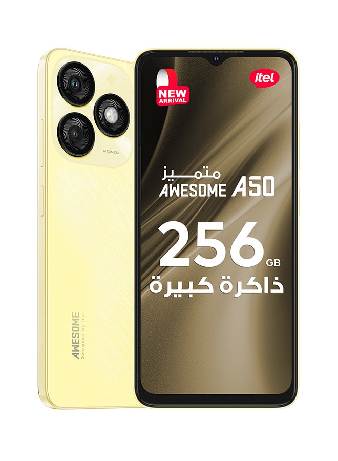 ITEL A50 Dual SIM Shimmer Gold 4+8GB RAM 256GB 4G - Middle East Version ...