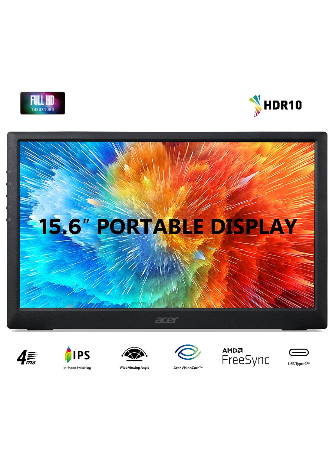 Acer 15.6 inch Portable Monitor Business Slim FHD 1920 x 1080 IPS | AMD ...