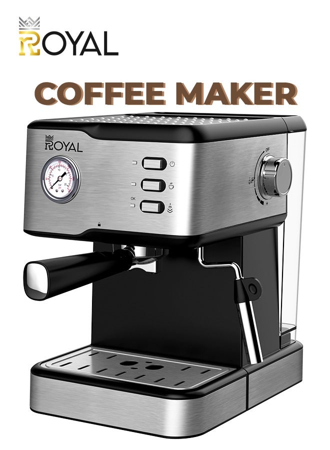 تسوق رويال وAll-In-One Coffee Maker to make Espresso, Cappuccino with 15 Bar Steam Pressure Pump ...