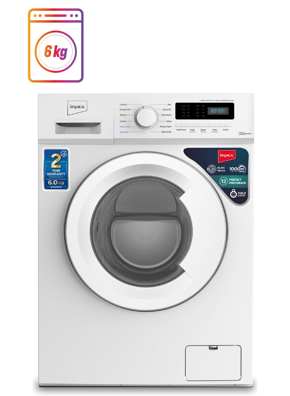 تسوق إمبكس و6Kg Fully-Automatic Front Load Washing Machine,12 Preset ...