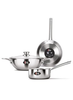Milton 4-Piece Triply Stainless Steel Cookware Set, Tea Pan 16cm, Fry ...