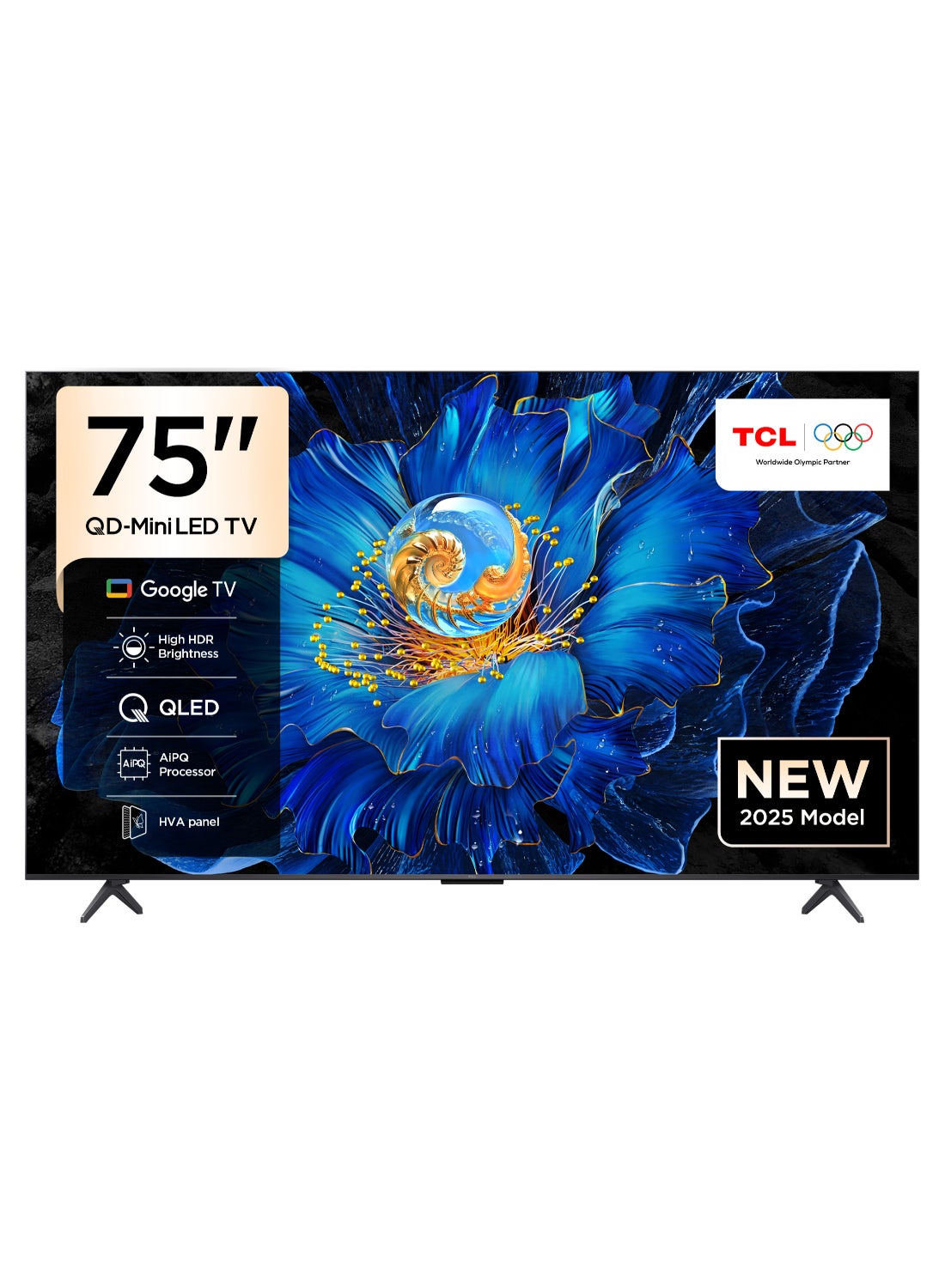 TCL 75 Inch QD-Mini LED, Google TV, Ultra slim design, 120Hz DLG, AiPQ ...