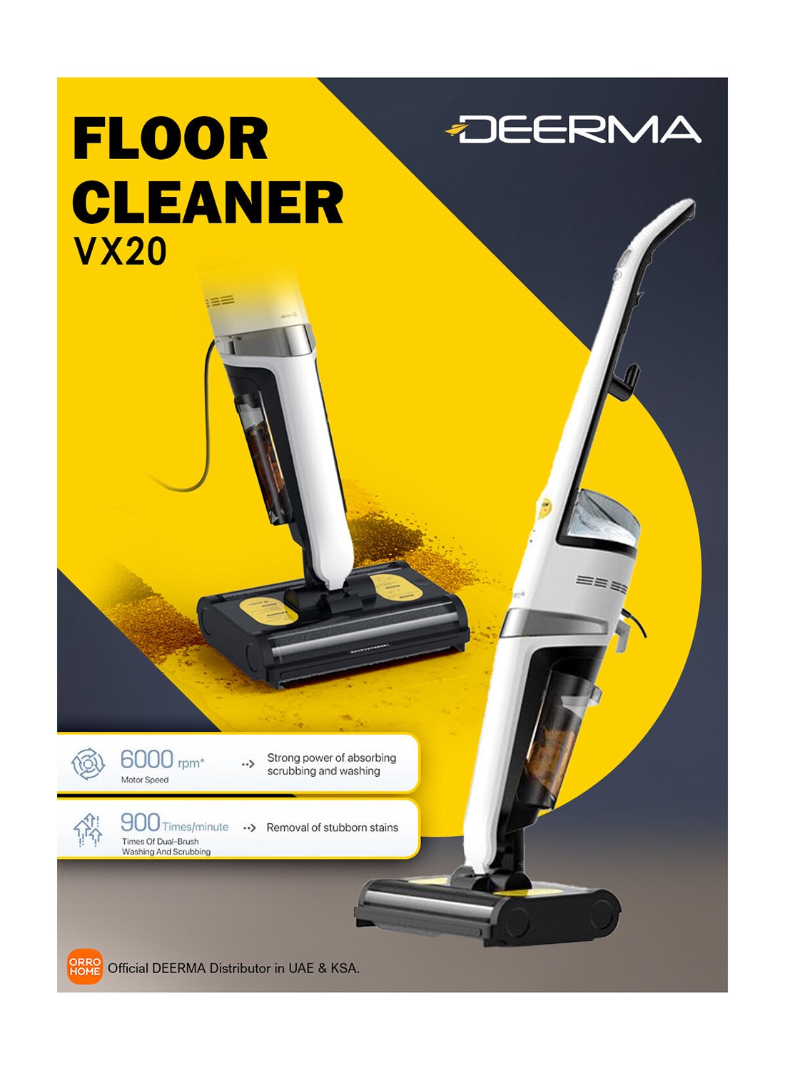 Deerma Wet & Dry Vacuum Cleaner Double Roller Brush Head 500ml Water ...