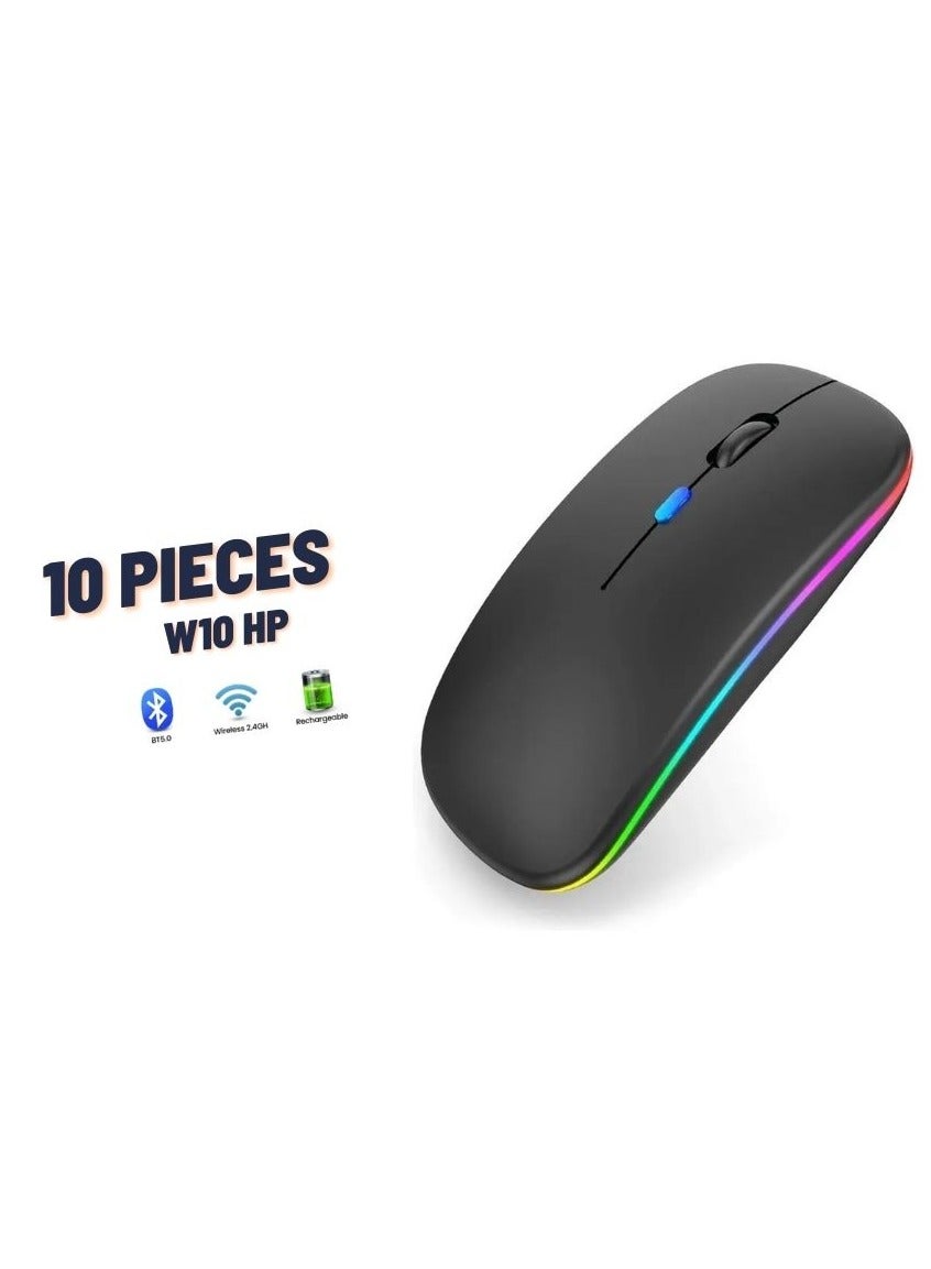 HP Wireless Computer Mouse W10 Rechargeable Slim Silent Multicolour 10 ...