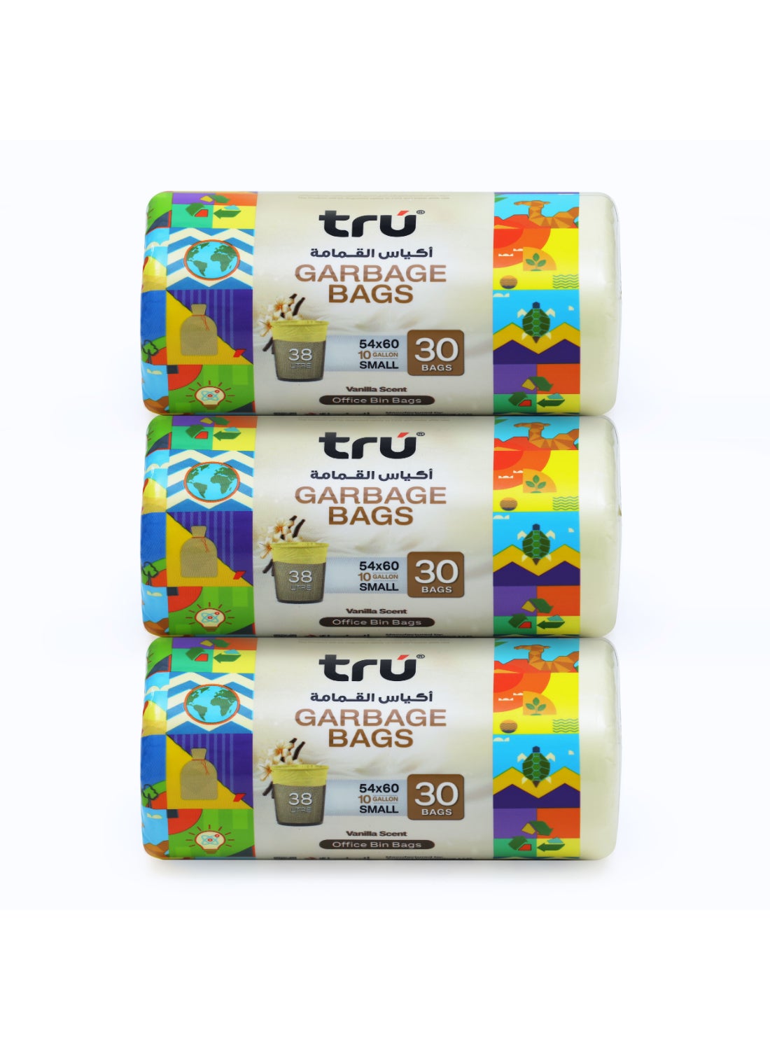 Tru Vanilla Scented Garbage Bags Compact Roll 54x60cm - Pack of 3 beige ...