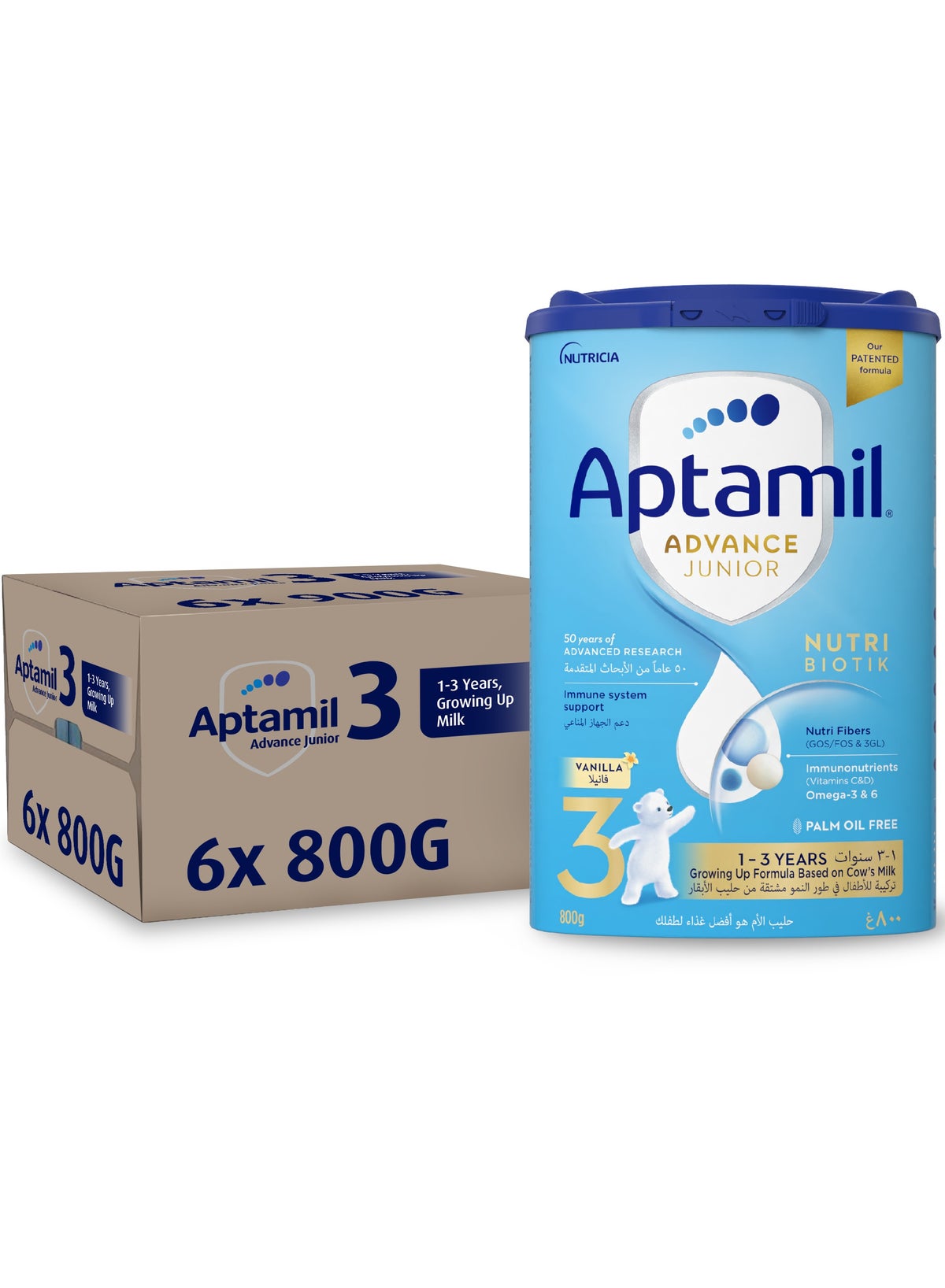 Aptamil Advance Junior 3 Milk Formula Palm Oil Free 1-3 Years Plain ...