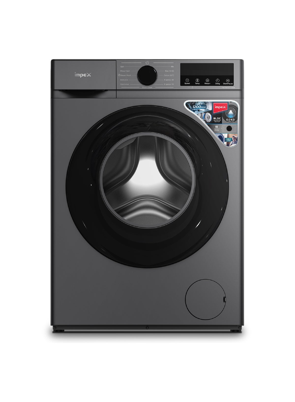 Impex 8 Kg Front Load Washing Machine | BLDC Inverter Motor | 1200 RPM ...