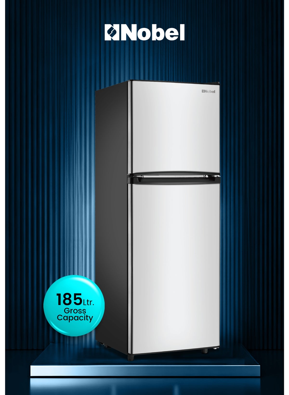 Nobel Double Door Refrigerator, 185L Gross / 128L Net Capacity, Defrost ...