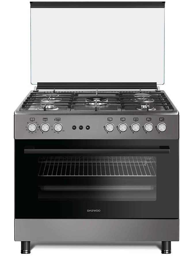 DAEWOO Gas Cooker – 90 x 60cm 5-Burner Stove 95L Ceramic Oven with ...