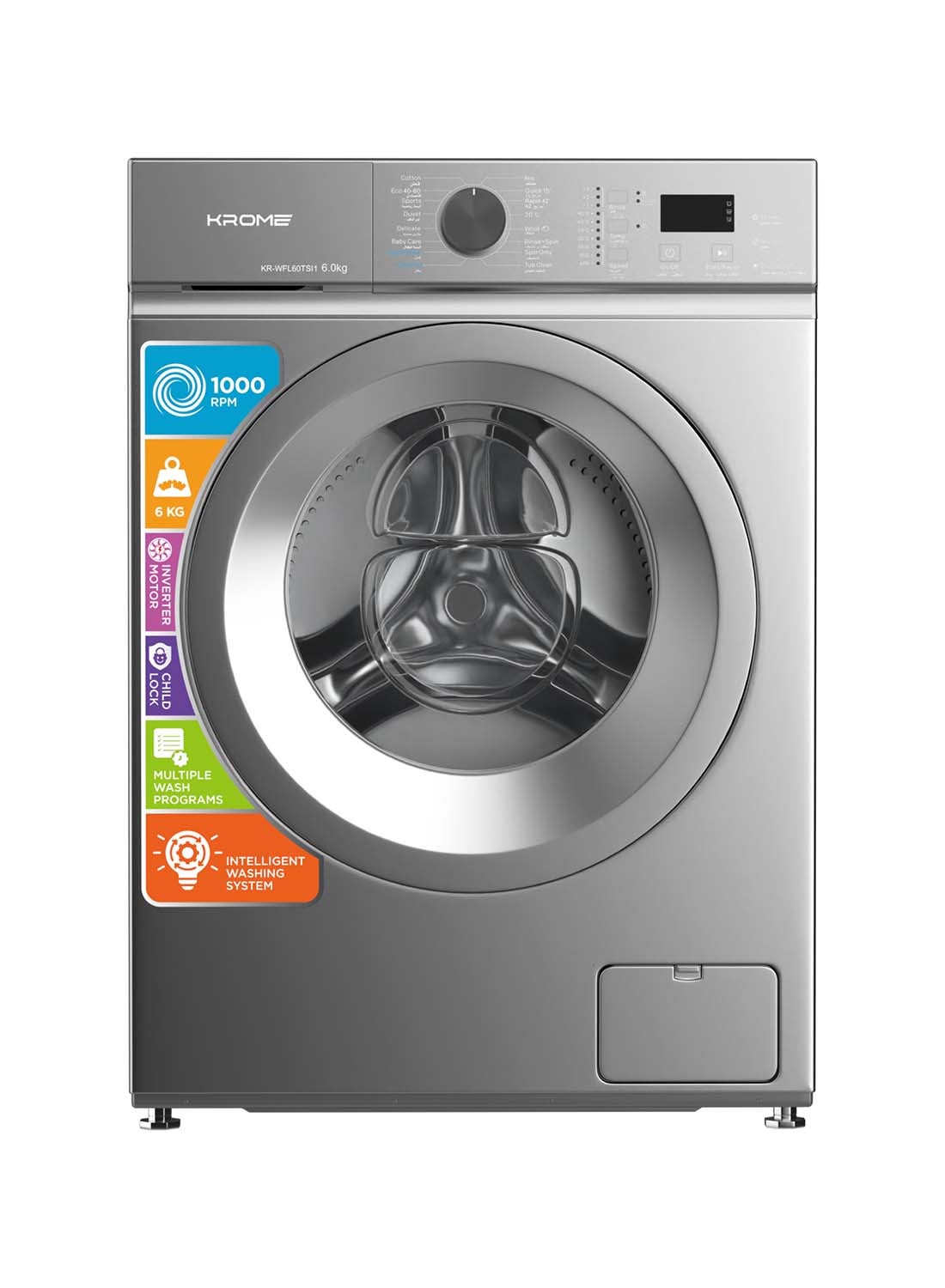 Krome 6 Kg Front Load Washing Machine with Inverter Motor, 1000 RPM ...