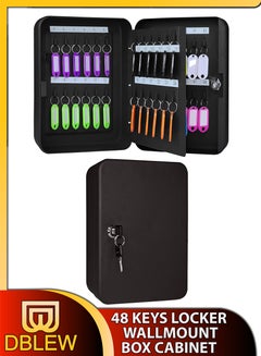 DBLEW 48 Hook Key Holder Box Wall Mounted Metal Key Safe With Label ...