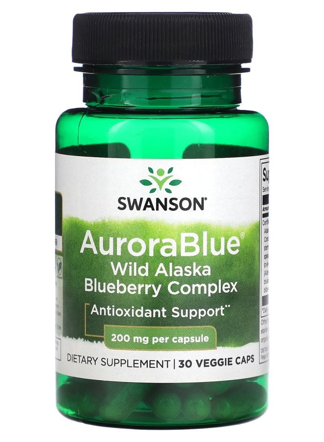 SWANSON AuroraBlue Wild Alaska Blueberry Complex 200 mg 30 Veggie Caps ...