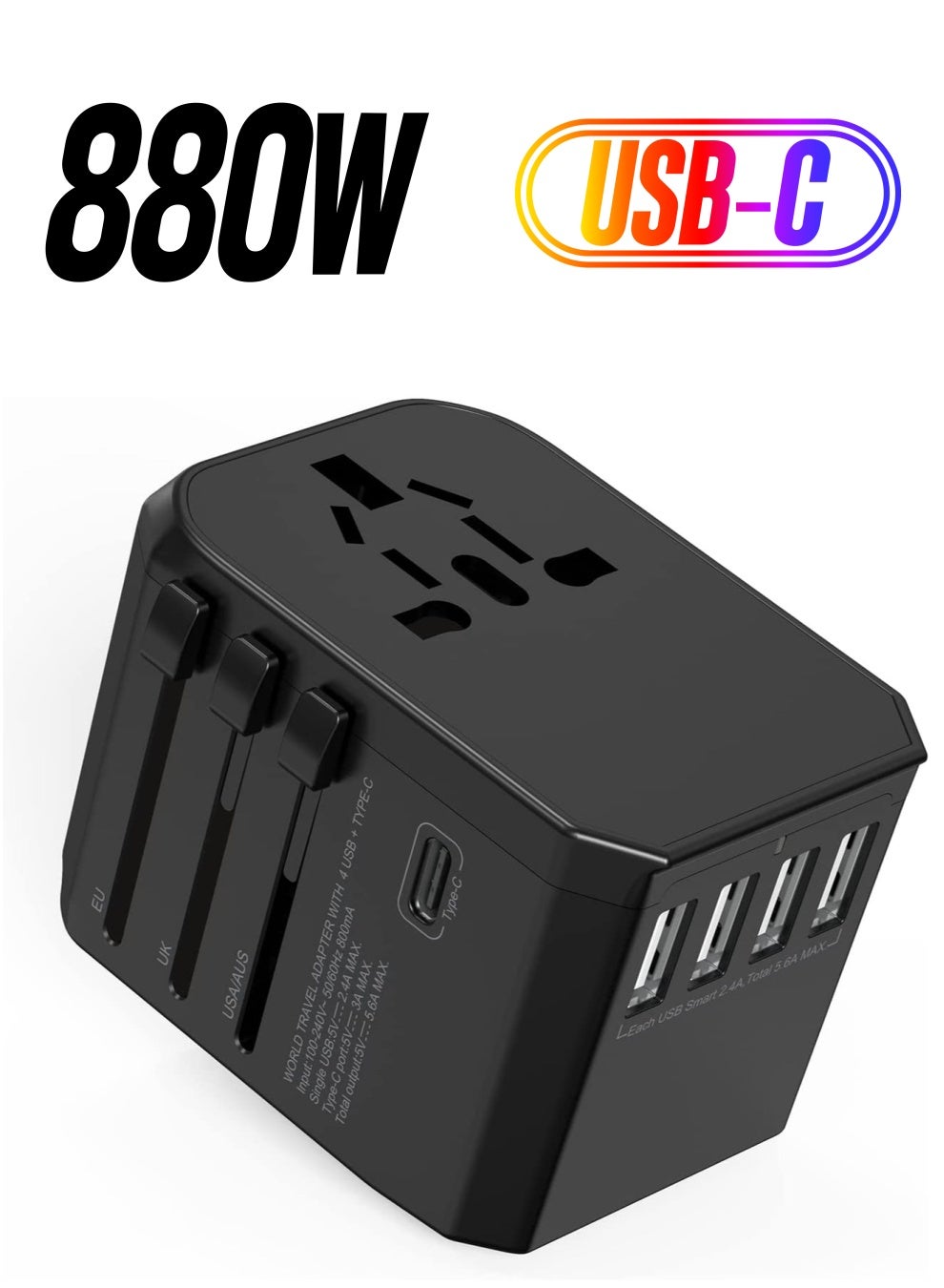Generic Universal Travel Adapter with 4 Ultra-Fast USB Port and 1 Ultra ...