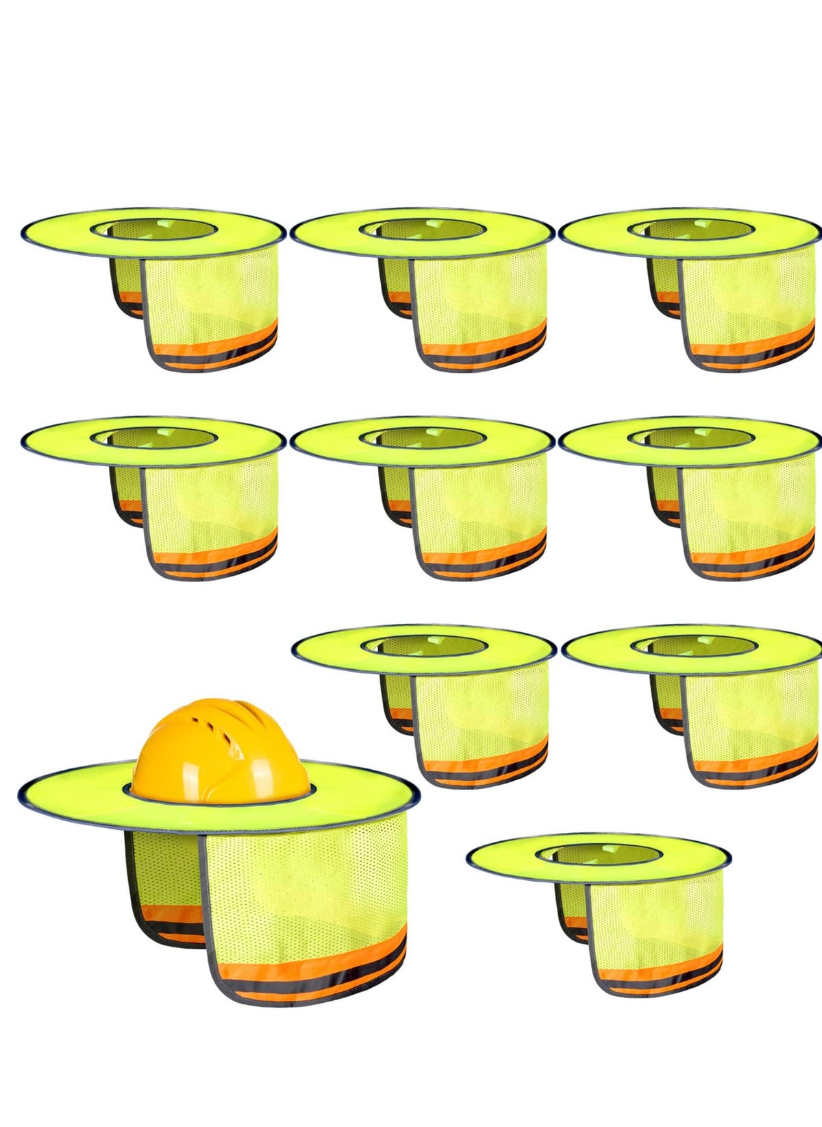 Generic 10 Pack Hard Hat Sun Shade Full Brim, High Visibility Hard Hat ...