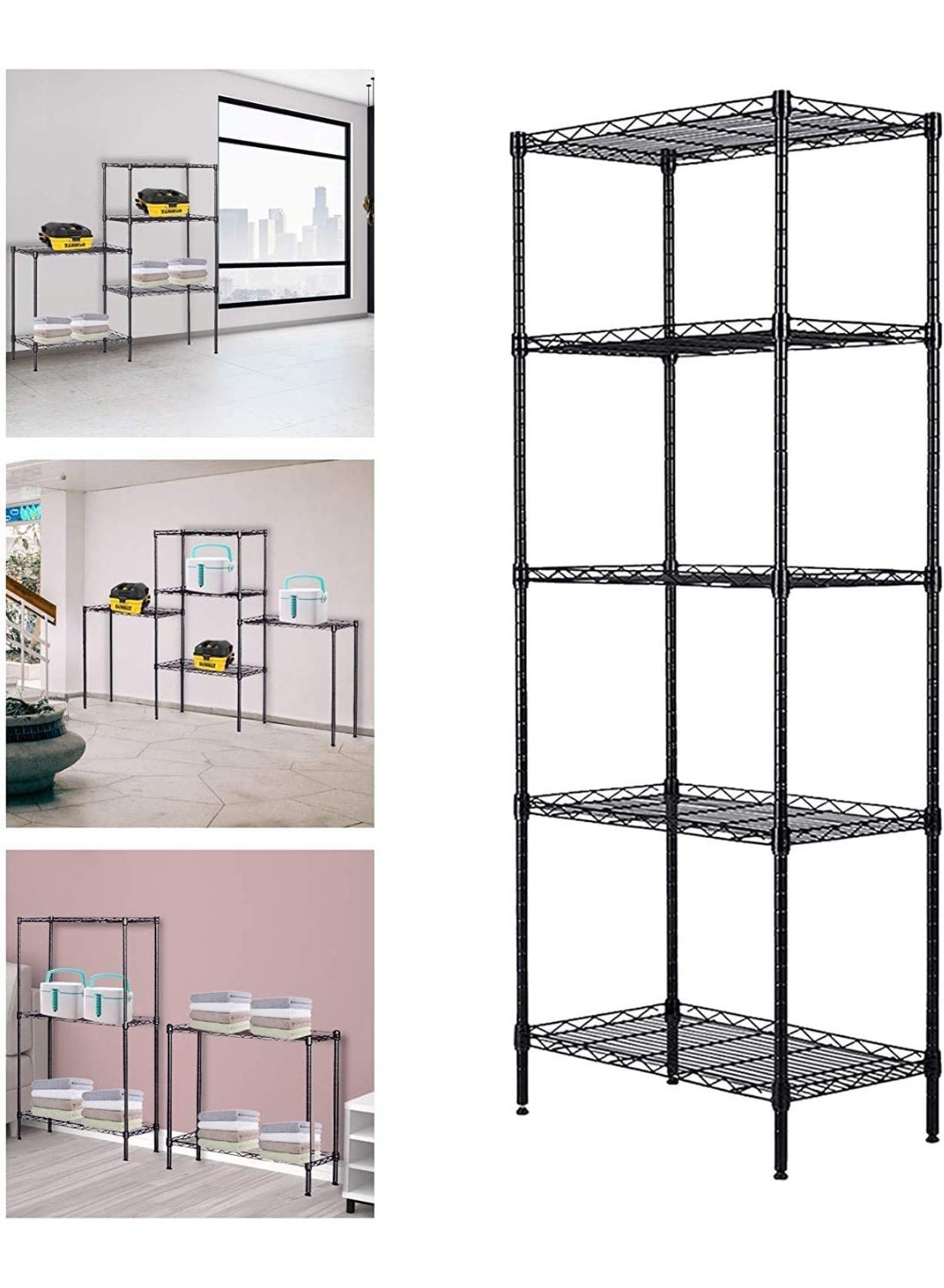 Beone DIY 5 Shelf Tier Racks Height Adjustable Rack Heavy Duty Storage ...