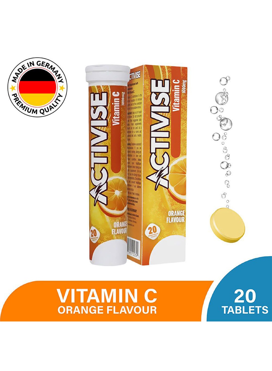 Activise Vitamin C 1000Mg Effervescent Tablets Orange Flavor Pack Of 20 ...