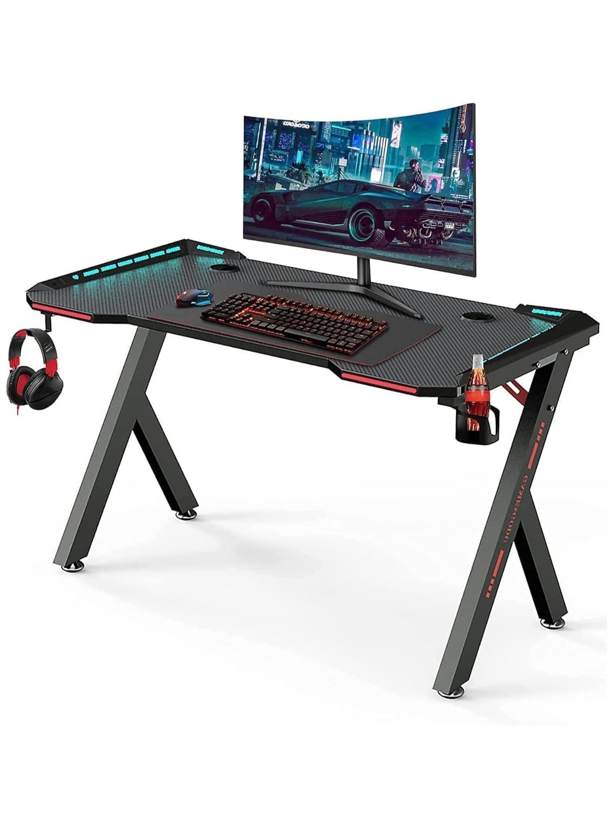 Generic Gaming Desk with LED RGB RC Light,Y Shaped for Pc,Home Office ...