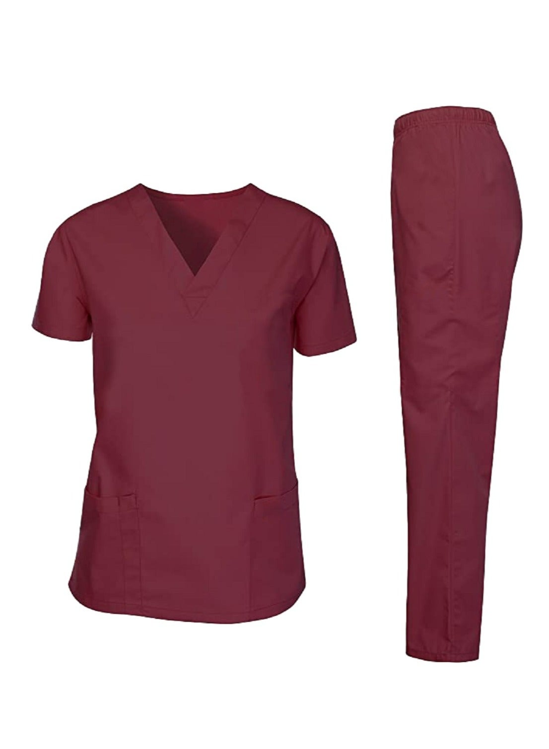 Rannah's Uniform Scrubs Medical Uniform Top and Pants Maroon Nurse Suit ...