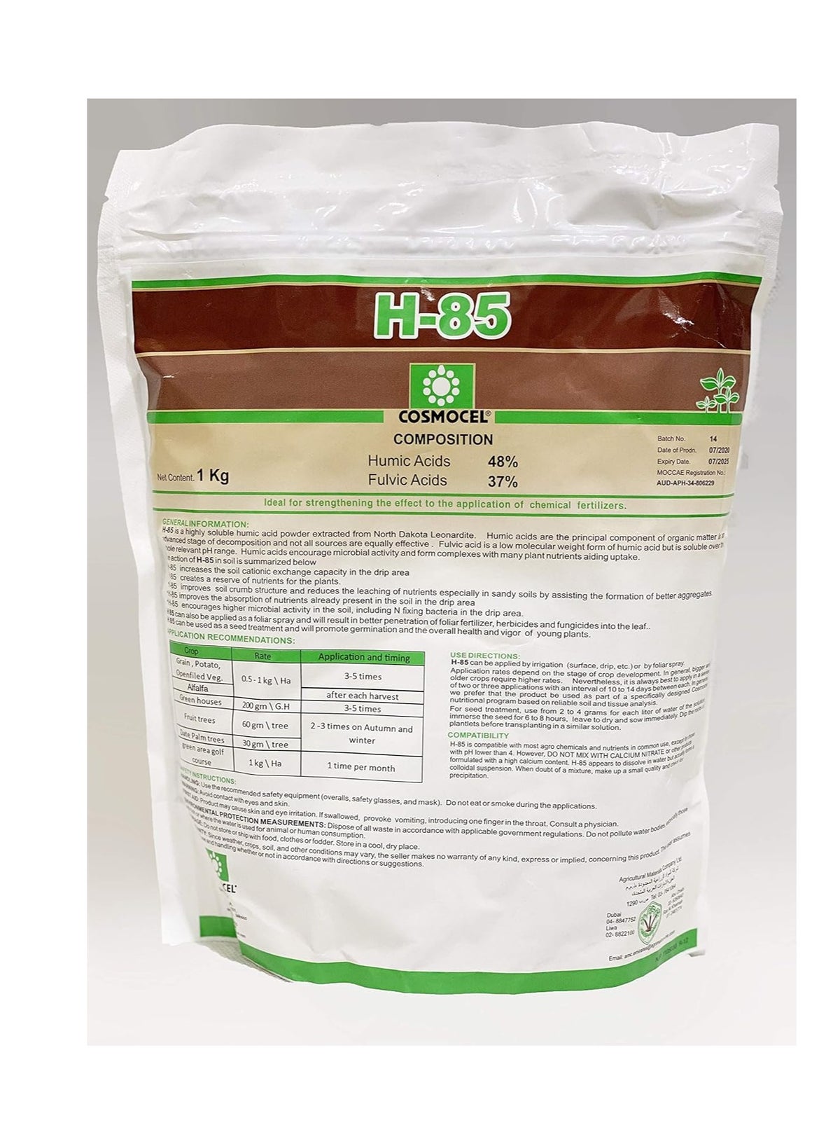 General COSMOCEL H85 Humic Acid Hydrosoluble Powder Fertilizer 1Kg is a ...