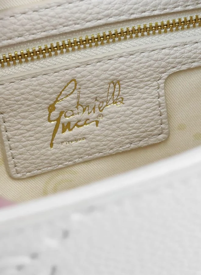 Gabriella Gucci CREAM Monogram Embossed Crossbody Bag with Zip Closure ...