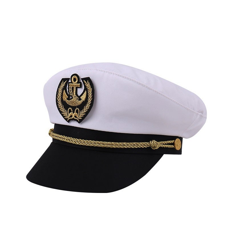 Generic Captain Hat New British Style White Sailor Hat Party Yacht ...