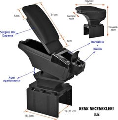 Point Marketing Armrest Universal Sliding Armrest Black Leather Red ...
