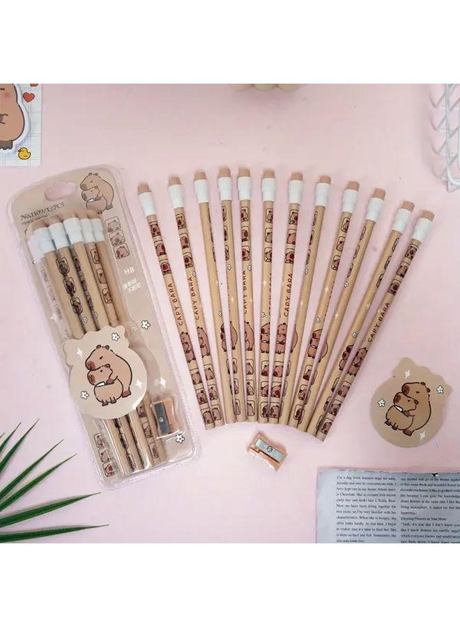Generic 12Pcs Capybara Pencils Set With Eraser And Sharpener 2B HB ...