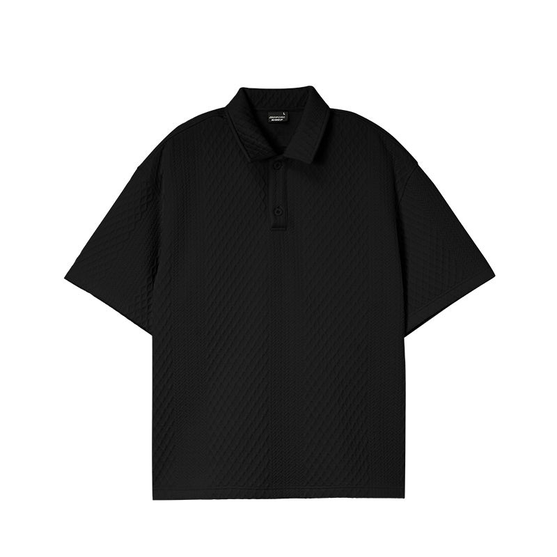 Generic 2024 Summer Texture Polo Shirt Men'S Short-Sleeved Simple Solid ...