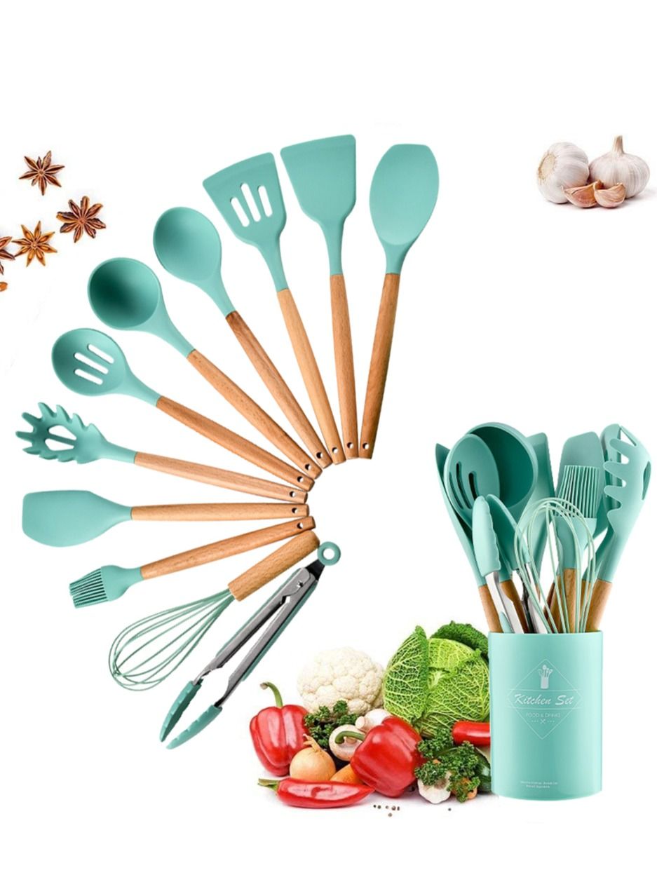 Arabest 12-Piece Silicone Kitchen Utensil Set Cooking Tools Nonstick ...
