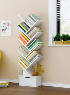 Occuwzz Bookshelf And Book Tree Combination Modern Freestanding Wooden ...