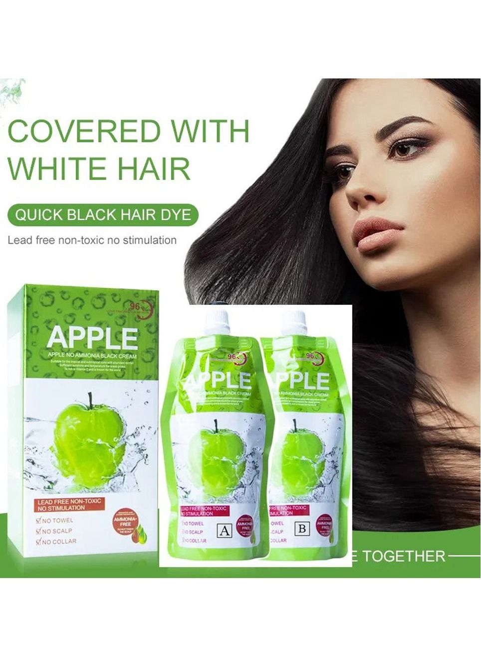 Apple Blossoms Apple Natural Hair Color Cream 96 Black 1000ml | Best ...