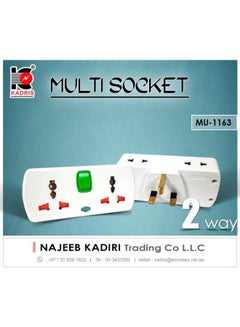 KADRIS Multi Plug Extension Socket, 2 Way Electrical Outlet Extender 3 ...