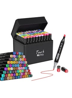 Generic 80 Pcs Permanent Multicolor Markers Set, Dual Tip Art Pens Set ...