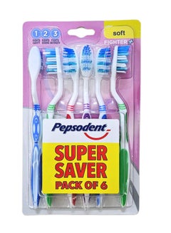 Pepsodent Pepsodent Fighter+ Toothbrush, Soft, Super Saver Pack of 6 ...