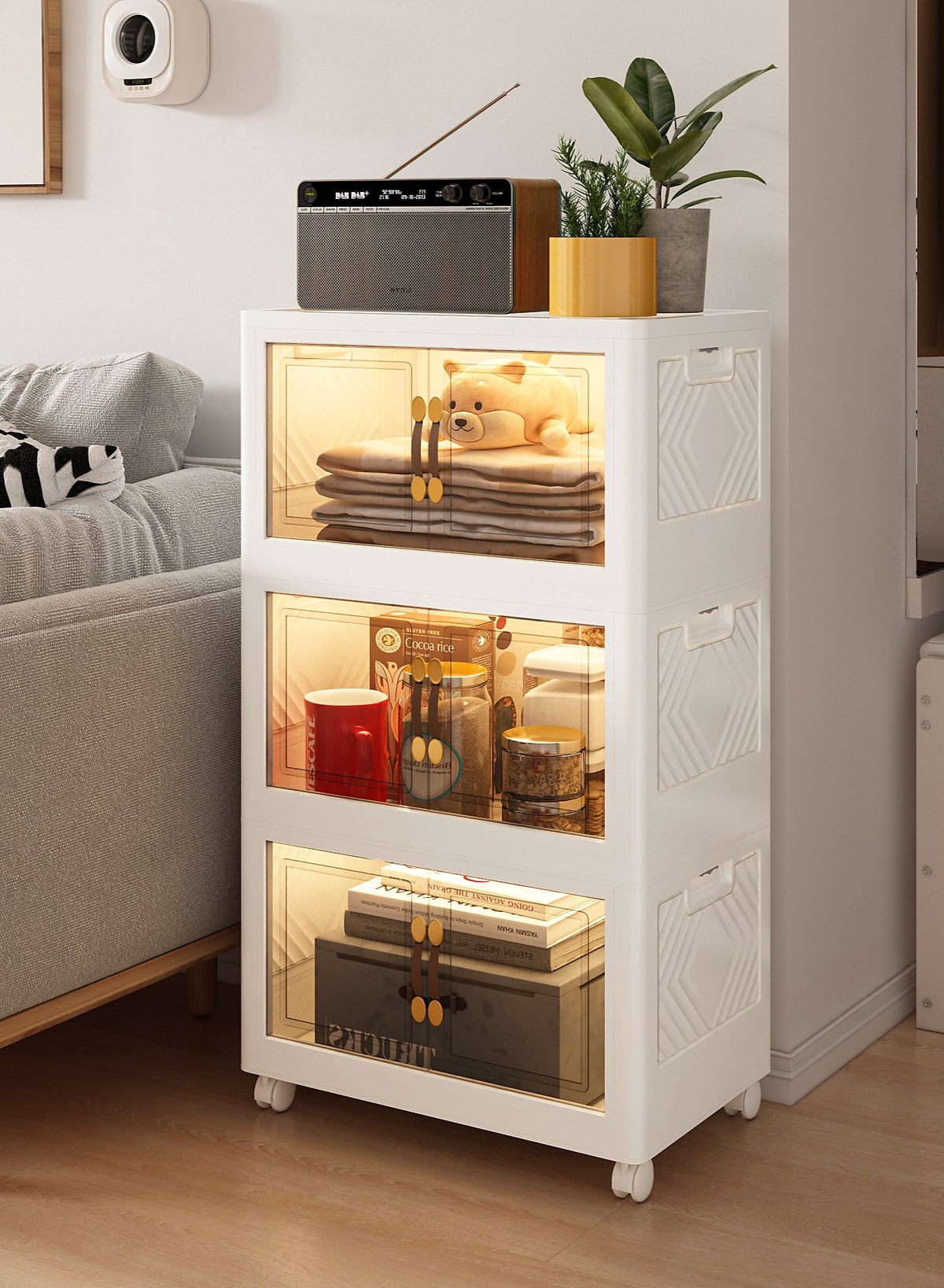 Arabest 3-Tier Kitchen Storage Cabinet, Drawer Organizers, Foldable ...