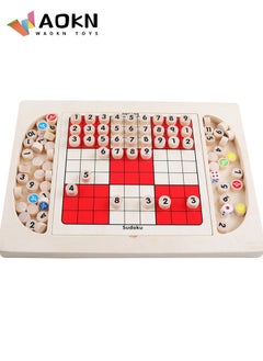 WAOKN Wooden Sudoku Puzzle Board Wood Sudoku Game Set with Drawer Math ...