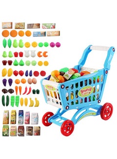 deAO Kids Shopping Cart Trolley Play Set Includes Over 70 Grocery Food ...
